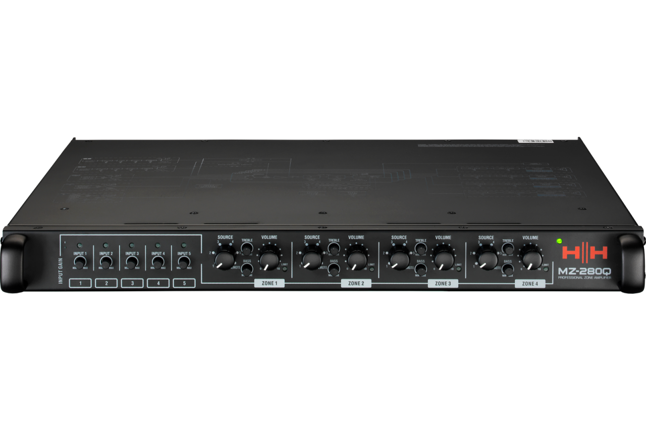 MZ-280Q | Four Zone Matrix Power Amplifier - HH Electronics